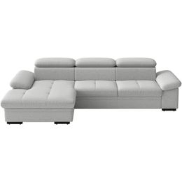 Sit & More Ecksofa SIT & MORE "Viola, L-Form, B: 260 cm", grau (silber), B:260cm H:73cm T:174cm, 100% Polyester, Sofas, Ecksofa, optional Bettfunktion,inkl Armteil- & Kopfteilverstellung