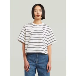 G-Star Raw T-Shirt G-STAR "A Line Stripe Boxy T-Shirt", Damen, Gr. M, milk, osaka blau double stripe, Obermaterial: 100% Baumwolle, Shirts T-Shirt