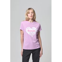 Rundhalsshirt Bench. "MIAO", Damen, Gr. 36, lila (violet), Jersey, Obermaterial: 100% Baumwolle, bedruckt, normal, Rundhals, Shirts Rundhalsshirt, aus Baumwolle, normale Passform, mit Druck, Kurzarm