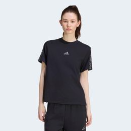 T-Shirt adidas Sportswear "W AOP 3S SJ TEE", Damen, Gr. L, schwarz (schwarz, multicolor, grau four), Obermaterial: 100% Baumwolle, Rundhals, Shirts T-Shirt
