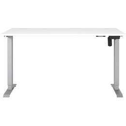 Schreibtisch Germania "Boras", wei&szlig; (wei&szlig;, silber, silber, wei&szlig;), B:140cm H:120cm T:80cm, Tische, Schreibtisch, Breite 120/140/160/180 cm, Metallgestell, elektrisch h&ouml;henverstellbar