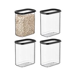 Vorratsdose Mepal "Vorratsdosen Modula 1500 ml 4er Set", schwarz, Kunststoff, Lebensmittelaufbewahrungsbeh&auml;lter, Vorratsdose