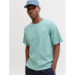 Jack & Jones Rundhalsshirt JACK & JONES "JJEARCHIVE GRAPHIC TEE SS O-NECK NOOS", Jungen, Gr. XL, mineral blau, Jersey, Obermaterial: 100% Baumwolle, bedruckt, relaxed fit normal, Rundhals, Shirts Rundhalsshirt, Baumwolle, relaxed fit