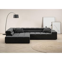 Ecksofa Home Affaire "Ancona, Ecksofa, incl. Kopfteilverstellung, Breite 319 cm, L-Form", grau (anthrazit), B:319cm H:70cm T:215cm, Struktur (85% Polyester, 15% Viskose);Luxus-Microfaser weich (98% Polyester, 2% Nylon);Velours (100% Polyester), Sofas, Ecksofa, wahlweise motorische Sitztiefenverstellung, auch in Cord + Easy Care