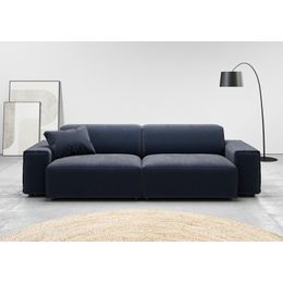 Big-Sofa Home Affaire "Glimminge auch in Breitcord, Feincord + Easy care-Bezug", blau (dunkelblau), B:254cm H:71cm T:101cm, 100% Polyester, Sofas, Big-Sofa, besondere Kedern&auml;hte Zierkissen