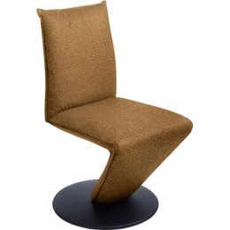 K+w Komfort & Wohnen Esszimmerstuhl K+W KOMFORT & WOHNEN "Drive Drehstuhl", gelb (cinnamon 71, drehteller in metall schwarz struktur), B:52cm H:94cm T:63cm, 775: Flachgewebe, 100% Polyester, St&uuml;hle, Esszimmerstuhl, Stuhl mit federnder Sitzschale, Drehteller in Metall schwarz Struktur
