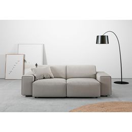 2,5-Sitzer Home Affaire "Glimminge auch in Breitcord, Feincord + Easy care-Bezug", grau (hellgrau), B:214cm H:71cm T:101cm, 100% Polyester, Sofas, besondere Kedern&auml;hte, Zierkissen