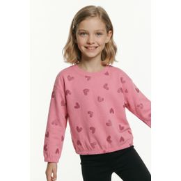Sweatshirt name it "NMFVILUBA LS NREG SWEAT UNB", M&auml;dchen, Gr. 104, flowering ginger aop:glitter hearts, Sweatware, Obermaterial: 100% Baumwolle, bedruckt, regular fit normal, Rundhals, elastischer Bund, Sweatshirts Sweatshirt, Baumwolle, regular fit