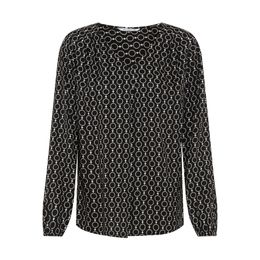 Schlupfbluse DELMAO, Damen, Gr. 34, schwarz-wei&szlig; (schwarz, wei&szlig;), Web, Obermaterial: 100% Viskose, gemustert, figurumspielend, V-Ausschnitt, eingesetzt elastischer Bund mit Gummizug, Blusen Schlupfbluse, femininer Stil, Langarm, aus Viskose, mit V-Ausschnitt