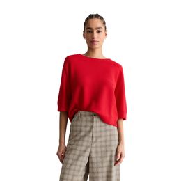 Marc O'Polo Strickpullover MARC O'POLO DENIM "aus kompaktem Baumwollgarn", Damen, Gr. L, carmine rot, Obermaterial: 100% Baumwolle, unifarben, Rundhals, Pullover Strickpullover