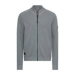 Strickjacke Camel Active, Herren, Gr. M, stormy blau, Strick, Obermaterial: 100% Baumwolle, unifarben, normal h&uuml;ftbedeckend, Rundhals, B&uuml;ndchen, Strickjacken Strickjacke, mit Rei&szlig;verschluss und Stehkragen