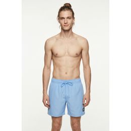 Badeshorts Reebok "Ace", Herren, Gr. M, N-Gr, blau (peri blau), Microfaser, Obermaterial: 100% Polyester, Badehosen Badeshorts, mit kleinen Seitenschlitzen, Eingriff-Taschen seitlich
