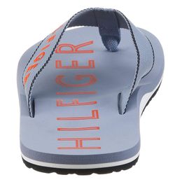 Zehentrenner Tommy Hilfiger "SPORTY HILFIGER BEACH SANDAL", Herren, Gr. 43, blau, Textil, Schuhe Zehentrenner, Sommerschuh, Strandschuh mit Kontrastbes&auml;tzen