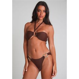 Bikini-Hose MODA MINX, Damen, Gr. L, EURO-Gr&ouml;&szlig;en, braun (dunkelbraun), 82% Polyamid, 18% Elasthan, unifarben, Badehosen Bikini-Hose, mit tollen Schmuckelementen