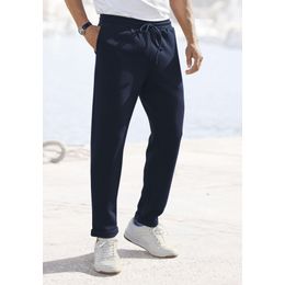 Jogger Pants John Devin "Jogg Pants, Schlupfhose", Herren, Gr. S (44/46), N-Gr, blau (navy), Piqu&eacute;, Obermaterial: 83% Polyester, 13% Viskose, 4% Elasthan, unifarben, bequem lang, Hosen, Umschlag am Beinabschluss, aus elastischer Piqu&eacute;-Qualit&auml;t