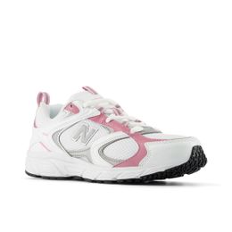 Sneaker New Balance "408", Damen, Gr. 42,5, rosa (wei&szlig;, silber metallic), Synthetik, Schuhe Sneaker, mit Gummilaufsohle