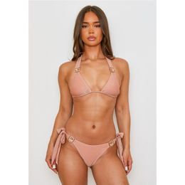 Bikini-Hose MODA MINX "Lumiere Amour", Damen, Gr. L, US-Gr&ouml;&szlig;en, rosa (altrosa), 85% Polyester, 8% Elasthan, 7% Metall, unifarben, Badehosen Bikini-Hose, mit seitlicher Bindung und Steinbesatz