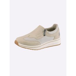 Slipper Rieker, Damen, Gr. 37, beige (elfenbein), Lederimitat, Textil, Schuhe Slipper