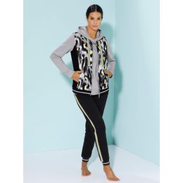Homewearpants feel good, Damen, Gr. 44/46, Normalgr&ouml;&szlig;en, schwarz, 95% Baumwolle, 5% Elasthan, gemustert, mehrfarbig, unifarben, Hosen