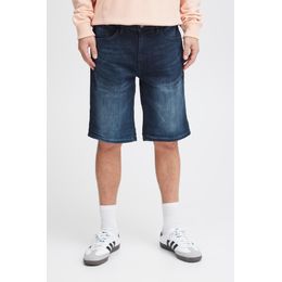 Shorts Blend "BHTWISTER-denimshorts", Herren, Gr. L, N-Gr, blau (denim dunkelblau), Web, Obermaterial: 98% Baumwolle, 2% Elasthan, Abriebeffekte, regular fit knielang, Hosen Shorts, mit Markenlabel, aus Baumwollmischung, Regular Fit, knielange Form