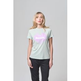 Rundhalsshirt Bench. "MIAO", Damen, Gr. 36, gr&uuml;n (light sage), Jersey, Obermaterial: 100% Baumwolle, bedruckt, normal, Rundhals, Shirts Rundhalsshirt, aus Baumwolle, normale Passform, mit Druck, Kurzarm