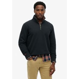 Sweatshirt Superdry "ESSENTIAL LOGO HENLEY", Herren, Gr. L, eclipse navy, angeraute Sweatware, Obermaterial: 70% Baumwolle, 30% Polyester, unifarben, loose fit normal, ohne Ausschnitt, Rippb&uuml;ndchen, Sweatshirts Sweatshirt, aus Baumwolle und Polyester, Loose Fit, angeraute Sweatware