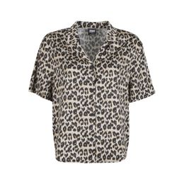 Langarmhemd Urban Classics "Urban Classics Ladies Leo Resort Shirt", Damen, Gr. L, US-Gr&ouml;&szlig;en, bunt (leo), 100% Polyester, normal, Hemden