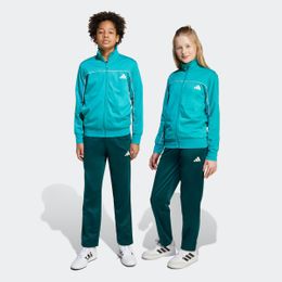 Trainingsanzug adidas Sportswear "COLOUR POP AUS TRIKOT F&Uuml;R KINDER", Jungen, Gr. 164, pure teal, wei&szlig;, Obermaterial: 100% Polyester, Sportanz&uuml;ge Trainingsanzug, f&uuml;r Kinder und Teens, zweiteiliges Set, mit Stehkragen