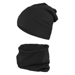 Beanie TUPTAM "M&uuml;tze Jungen Beanie M&uuml;tze und Schlauchschal 2er Set", Jungen, Gr. 50, schwarz, Obermaterial: 95% Baumwolle CO. 5% Elasthan EL., M&uuml;tzen Beanie