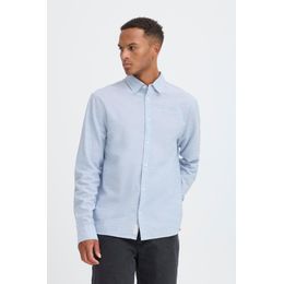 Langarmhemd Blend "BHDARIS SLUB L/S", Herren, Gr. L, N-Gr, faded denim, Web, Obermaterial: 100% Baumwolle, unifarben, regular fit normal, Hemden, Regular Fit, aus Baumwolle, mit Knopfleiste