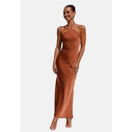 Jerseykleid MODA MINX "Kiki Long Dress", Damen, Gr. S, EURO-Gr&ouml;&szlig;en, braun, 100% Polyester, unifarben, lang, Neckholder, Kleider Jerseykleid, mit angesagtem Neckholder-Design