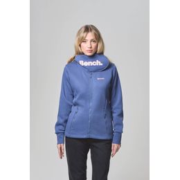 Sweatjacke Bench. "HAYLO", Damen, Gr. 36, blau (dusky blau), Sweatware, Obermaterial: 70% Baumwolle, 30% Polyester, unifarben, figurbetont, Sweatjacken Sweatjacke, aus Baumwolle und Polyester, figurbetonte Passform, Langarm