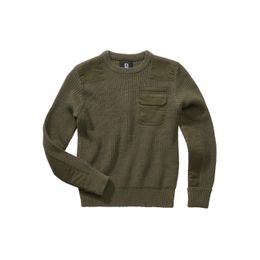 Longsweatshirt Brandit "Brandit Unisex Kids BW Pullover", M&auml;dchen, Gr. 122/128, olive, 100% Polyacryl, unifarben, Rundhals, Sweatshirts