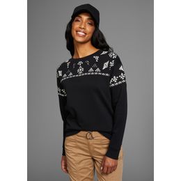 Sweatshirt Kangaroos, Damen, Gr. 32/34, schwarz-wei&szlig; (schwarz, wei&szlig;), Sweatware, Obermaterial: 80% Baumwolle, 20% Polyester. B&uuml;ndchen: 95% Baumwolle, 5% Elasthan, oversize h&uuml;ftbedeckend, Rundhals, Rippb&uuml;ndchen, Sweatshirts Sweatshirt, Oversize-Passform, mit Rundhals, h&uuml;ftbedeckende L&auml;nge