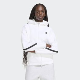 Kapuzensweatshirt adidas Sportswear "W Z.N.E. FZ", Damen, Gr. L, wei&szlig;, Obermaterial: 57% Polyester, 43% Baumwolle, normal, Rundhals, angesetztes B&uuml;ndchen, Sweatshirts