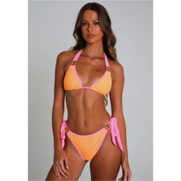 Triangel-Bikini-Top MODA MINX, Damen, Gr. M, orange, 82% Polyamid, 18% Elasthan, mehrfarbig, Bikini-Oberteile, im Kontrast-Design