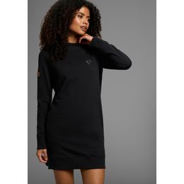 Longsweatshirt Kangaroos, Damen, Gr. 32/34, schwarz, angeraute Sweatware, Obermaterial: 80% Baumwolle, 20% Polyester, figurumspielend Po-bedeckend, Rippb&uuml;ndchen, Sweatshirts, mit Rippkragen, aus Baumwolle und Polyester, po-bedeckende L&auml;nge