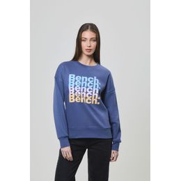Sweatshirt Bench. "TRIXE_SWEATSHIRT", Damen, Gr. 36, blau (dusky blau), Sweatware, Obermaterial: 60% Baumwolle, 40% Polyester, bedruckt, Sweatshirts Sweatshirt, mit bedruckter Optik, aus Baumwolle und Polyester, Casual Fit