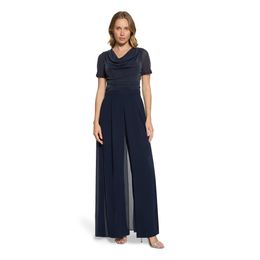 Overall Vera Mont "Damen mit Wasserfallausschnitt", Damen, Gr. 36, Normalgr&ouml;&szlig;en, blau (night sky), Obermaterial: 95% Polyester, 5% Elasthan. Besatz: 100% Polyester. Futter: 100% Polyester, ausgestellt, Wasserfallausschnitt, Overalls Overall
