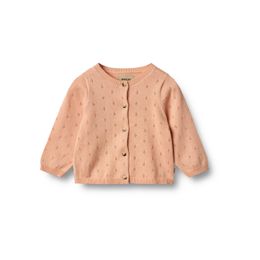 Strickjacke Wheat "Wheat Knit Cardigan Maia", M&auml;dchen, Gr. 86, pink sand, 100% Baumwolle (Bio), unifarben, normal, Rundhals, Strickjacken Strickjacke