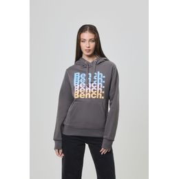 Sweatshirt Bench. "TRIXE_HOODY", Damen, Gr. 36, schwarz (charcoal), Sweatware, Obermaterial: 60% Baumwolle, 40% Polyester, bedruckt, Sweatshirts Sweatshirt, aus Baumwolle und Polyester, Casual Fit, mit bedruckter Optik
