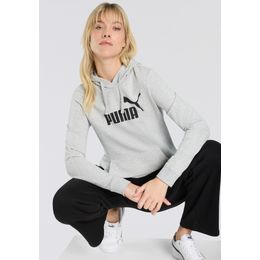 Kapuzensweatshirt Puma "ESS NO 1 LOGO HOODIE TR", Damen, Gr. XL, grau (light gray heather), Sweatware, Obermaterial: 68% Baumwolle, 32% Polyester, bedruckt, regular fit normal, angesetztes B&uuml;ndchen, Sweatshirts, Regular Fit, mit K&auml;ngurutasche, mit verstellbarer Kapuze