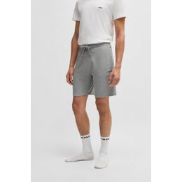 Pyjamashorts BOSS "Waffle Shorts", Herren, Gr. S, N-Gr, grau (medium grau 033), Jersey, Obermaterial: 60% Baumwolle, 40% Polyester, lang, Hosen