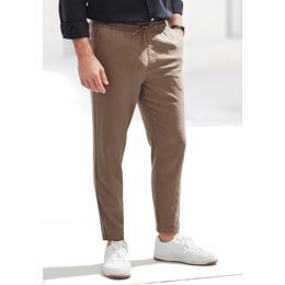 Jogger Pants John Devin "Jogg Pants, Schlupfhose", Herren, Gr. XL (56/58), N-Gr, braun (hellbraun), Web, Obermaterial: 64% Polyester, 33% Viskose, 3% Elasthan, unifarben, bequem lang, Hosen, aus leichter Webqualit&auml;t