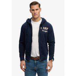 Kapuzensweatjacke Superdry "VINTAGE ATHLETIC ZIPHOOD", Herren, Gr. L, eclipse navy, angeraute Sweatware, Obermaterial: 100% Baumwolle, meliert, loose fit normal, ohne Ausschnitt, Sweatjacken, aus Baumwolle und angerauter Sweatware, Loose Fit, mit Rei&szlig;verschluss