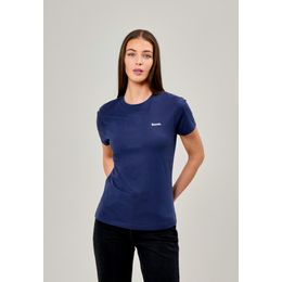 Rundhalsshirt Bench. "ALCYONE", Damen, Gr. 36, blau (navy), Jersey, Obermaterial: 100% Baumwolle, unifarben, Rundhals, Shirts Rundhalsshirt, aus Baumwolle, normale Passform, Kurzarm, mit Rundhalsausschnitt