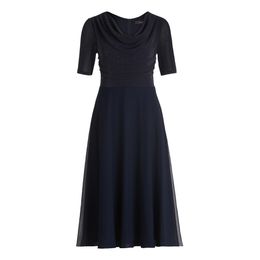 Cocktailkleid Vera Mont "Damen im Glitzer-Look", Damen, Gr. 36, Normalgr&ouml;&szlig;en, blau (night sky), Obermaterial: 100% Polyester. Futter: 100% Polyester, festlich, ausgestellt kurz, Wasserfallausschnitt, Kleider