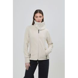 Fleecejacke Bench. "FUNNEL", Damen, Gr. 38, grau (chalk), Fleece, Obermaterial: 100% Polyester, unifarben, figurbetont, mit Daumenl&ouml;chern, Jacken Fleecejacke, figurbetonte Passform, mit hohem Stehkragen, aus Polyester