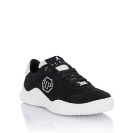 Sneaker Philipp Plein "Hexagon", Herren, Gr. 39, Normalschaft, schwarz-wei&szlig; (0201, schwarz, wei&szlig;), Schuhe Sneaker