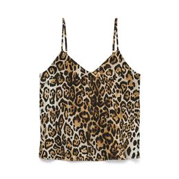 V&eacute;ro Moda Spaghettitop VERO MODA "VMJOSIE SINGLET WVN GA", Damen, Gr. L, braun (silber lining aop:bella), Web, Obermaterial: 83% Viskose, 17% Nylon, bedruckt, regular fit normal, V-Ausschnitt, Tops, Viskosemischung, regular fit